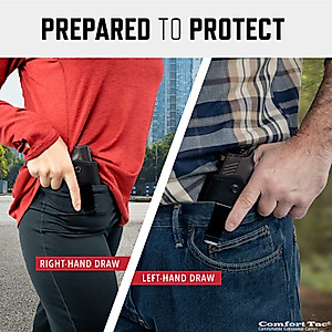 ComfortTac Gun Holster for Men & Women - Right-Handed, Extra Small (Size 1) Concealed Carry Holster - Wear Inside (IWB) or Outside (OWB) The Waistband - Gun Accessories
