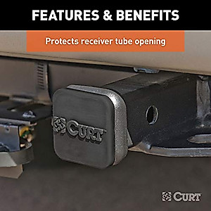 CURT 22275 Rubber Trailer Hitch Cover, Fits 1-1/4-Inch Receiver
