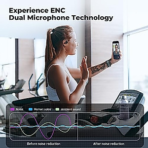 BlitzMax Open Ear Headphones Wireless Bluetooth 5.3 with 4 mic, Open Ear Earbuds with Dual 16.2mm Dynamic Drivers, 61H Playtime, Deep Bass Headhones for iPhone, Sports, Running, Walking, Workout