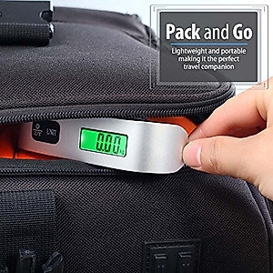 Fosmon Digital Luggage Scale (2 Pack), LCD Display Backlight Temperature Baggage Scale w/ 110lbs Capacity, Portable Stainless Steel Hanging Luggage Weight Scale w/ Tare Function for Travelers - Silver
