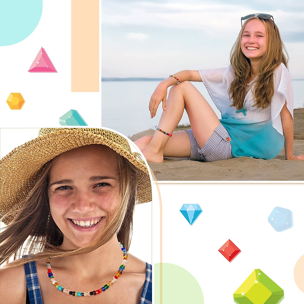 1000 Pieces Crystal Beads for Jewelry Making Assorted Faceted Crystal Glass Beads Bulk Bicone Cube Bracelet Making Kit Rondelle Spacer for DIY Crafts Bracelets Necklace Pendants Making Supplise