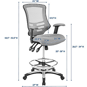 Modway Calibrate Mesh Drafting - Reception Desk Chair - Tall Office Chair in Gray