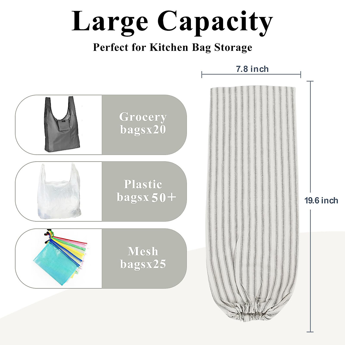 TOGETRUE Plastic Bag Holder, Wall Mount Grocery Bag Holder, Reusable Trash Bag Organizer for Home Kitchen Pantry Decor (Gray)