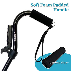 AOHHL Quad Walking Cane Foldable Adjustable Portable Stick Men & Women and Seniors - Lightweight & Sturdy with 4-Pronged Base for Extra Stability Balance,Self Standing Gifts for mom Dad(black1)