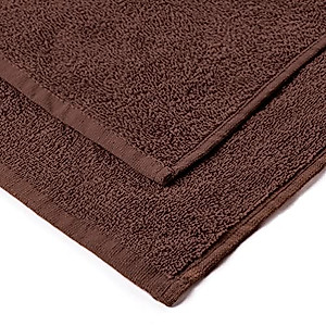 BHT Hand Towel Set, 4-Pack, 100% Cotton, Soft, Absorbent, Quick Dry, Easy Care (Dark Reddish Brown, 28" x 16")
