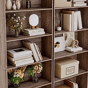 FOTOSOK 6-Tier Open Bookcase and Bookshelf, Freestanding Display Storage Shelves Tall Bookcase for Bedroom, Living Room and Office, Oak