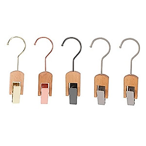 HOOTNEE 5pcs Hook Storage Clip Socks Clips Laundry Hanger Hooks Clips for Curtains Socks Hangers with Clips Multi Clothing Hanging Clip Mini Clothespins Swivel Laundry Hooks Sock Clip Wood