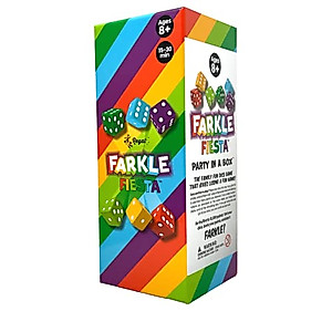 Regal Games - Farkle Fiesta - Fun Family-Friendly Dice Game - Includes 6 Multi-Colored Cups, 6 Sets of Colorful Dice, 20 Scorecards - Ultimate Party Game - Ages 8+