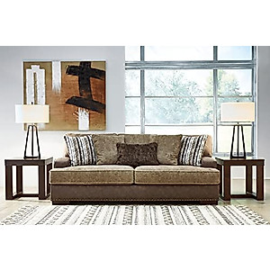 Signature Design by Ashley Alesbury Casual Faux Leather Sofa, Dark Brown & Light Brown