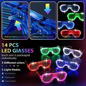 SHQDD 238 PCS Glow in the Dark Party Supplies, 24 PCS Glow Fiber Optic Wands, 14 PCS LED Glasses and 100 PCS Glow Sticks, 100 PCS Connectors, New Year Party Favors for Concert, Raves Birthday
