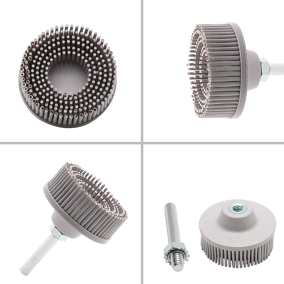 Jersvimc 2Pcs 120 Grit White Bristle Disc Attachment, 2 Inch Abrasive Bristle Disc Gasket Removal Disc with 1/4 Shank Coating Removal Disc for Rotary Tool