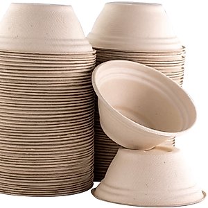Mini Restaurant-Grade, Small 8 oz Bowls Bulk 200Pk. Great for Ice Cream, Chili or Soup. Disposable, Compostable Bowls are Allergen-Free, Leakproof and Microwave Safe for Hot or Cold Use
