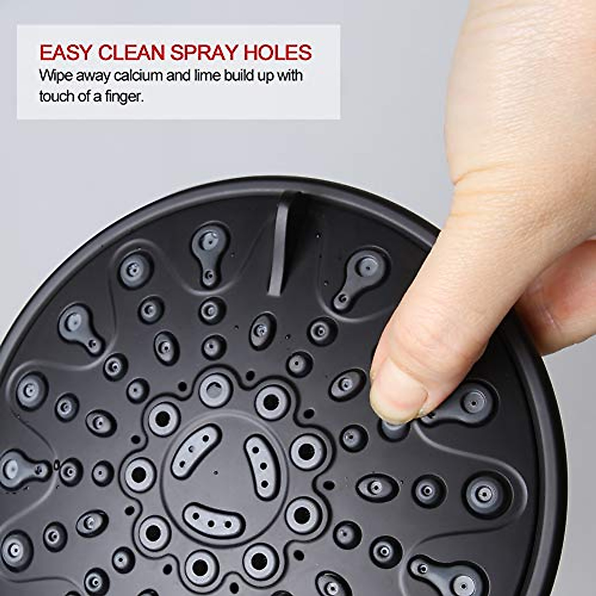 Matte Black Shower Faucet Set, Bathroom Rain Mixer Shower System with 6-Spray Shower Head Set, Wall Mounted Shower Fixtures Single Function Shower Trim Kit with Rough-in Valve