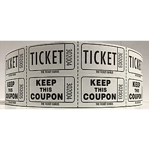 The Ticket Gurus-Raffle Tickets - (4 Rolls of 2000 Double Tickets) 8,000 Total 50/50 Raffle Tickets (2 Green & 2 White)