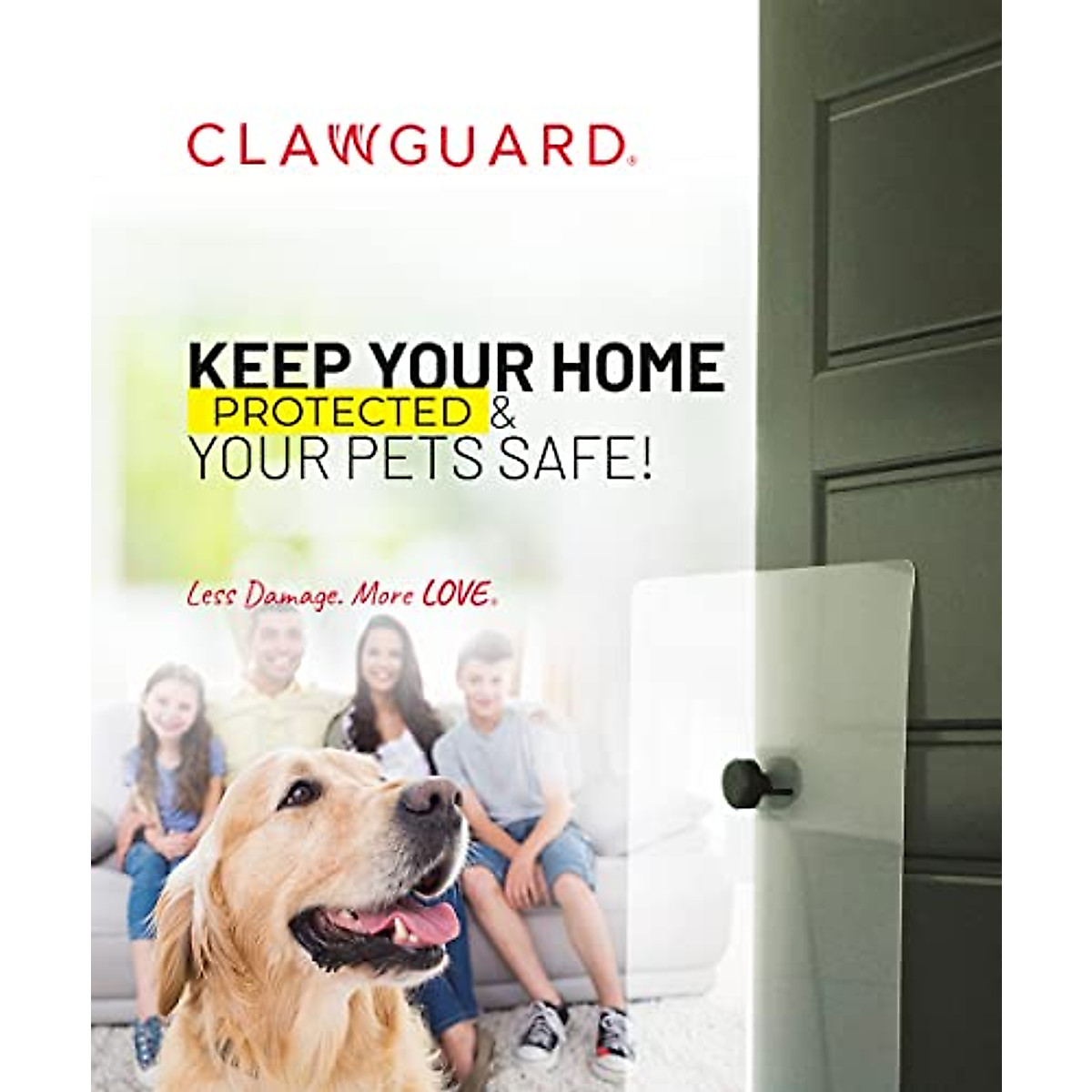 Heavy Duty CLAWGUARD - The Ultimate Door Scratch Shield, Frame & Wall Scratch Protection Barrier for Dog and Cat Clawing, Scratching and Damaging Doors, Scratch Shield 20in x 44in