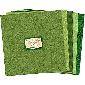 Wilmington Prints Karat Gems-Emerald Forest 10" Squares, 42 Pieces per Pack 512-2-512, Green