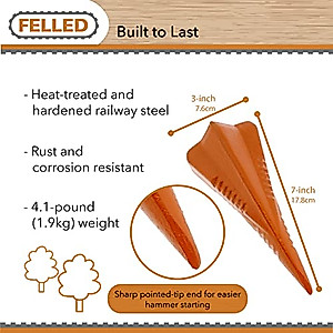 Felled Manual Log Splitter Wedge Diamond Wedge – 4-Direction Steel Splitting Wedge Wood Wedge Wood Splitter Wedge Tool
