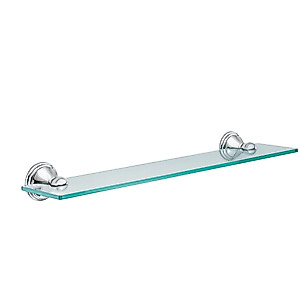 Moen DN8490CH Preston Collection 19.5-Inch Wide x 4-Inch Deep Decorative Glass Bathroom Vanity Shelf, Chrome