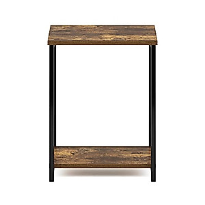 Furinno Simplistic Metal Frame End Table, 1-Pack, Amber Pine