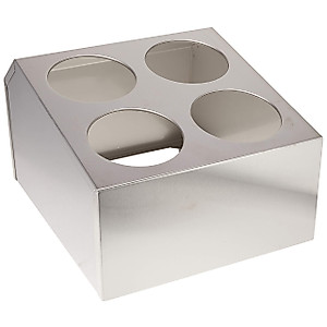 Winco B001PZF270 4 Hole Flatware Cylinder Holder, 2 Tiers, Medium, Stainless Steel