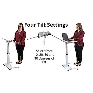 Stand Up Desk Store Pneumatic Adjustable Height Tilting Laptop Lectern Speakers Podium (White, 25.5" Wide)