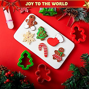 JOYIN 13 Pcs Stainless Steel Christmas Cookie Cutters with Comfort Grip 3.5í plus a Rolling Pin for Large Holiday Cookies, Snowflake Cookies, Gingerbread Man Cookies, Christmas Party and Baking Gift
