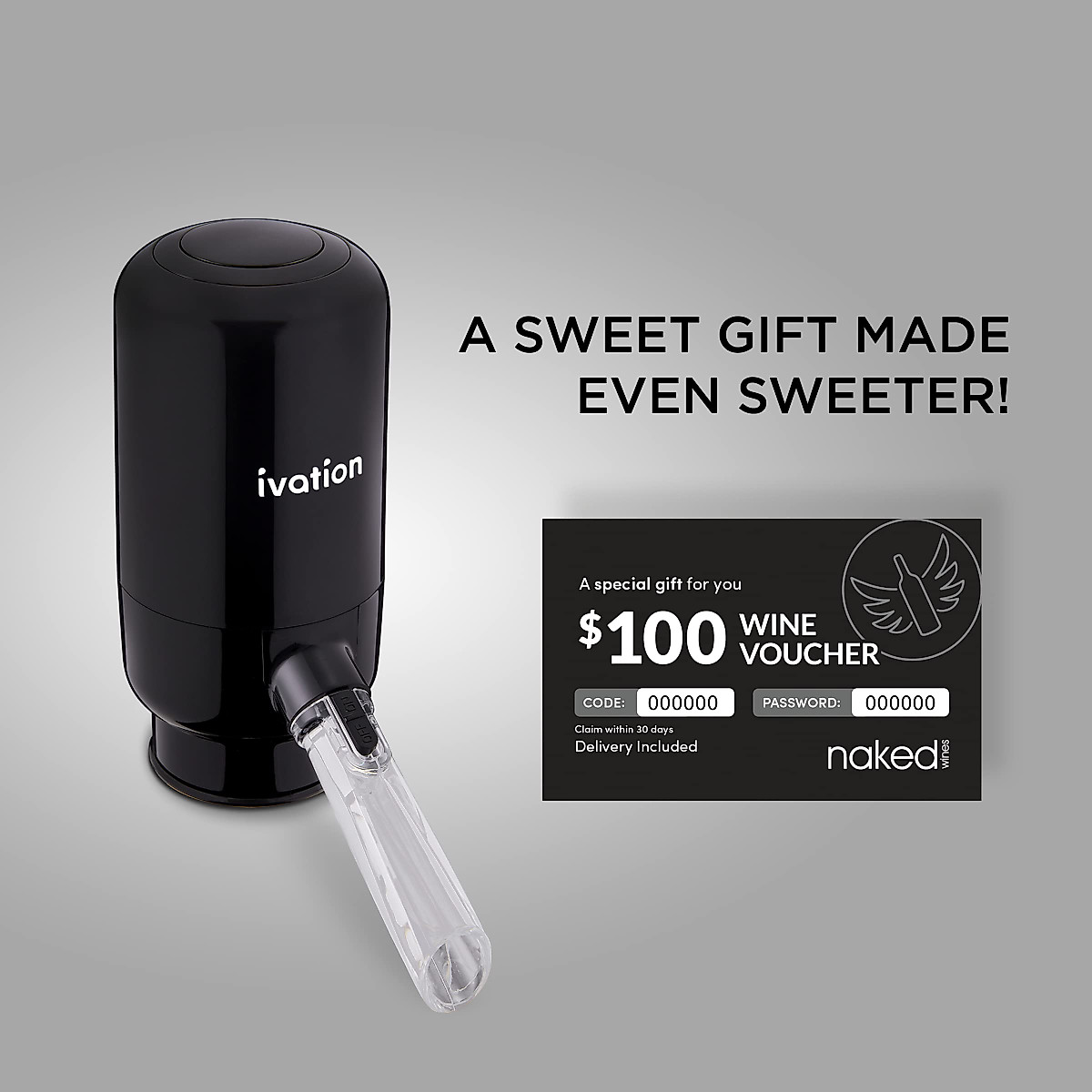 Ivation Wine Aerator & Dispenser with Flexible Tube | Electric Battery-Operated Universal Wine Bottle Spout with Automatic Button Dispenser, Aeration Control, Integrated LED Light & Removable Rod