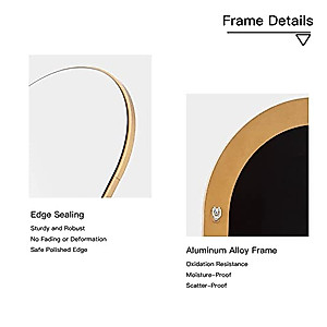 CISTEROMAN 65"x24" Full Length Mirror, Big Arched Mirror, Large Body Mirror, Floor Mirror with Stand, Hanging Wood Frame Dressing Mirror, Wall Mirror for Bedroom, Dressing Room, Living Room