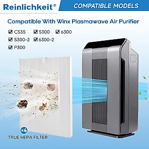 Reinlichkeit 115115 HEPA Filter Replacement for Filter A Size 21, Compatible with Winx Plasmawave C535, 5300, 5300-2, 6300, 6300-2, 5000, 5000B, 9000, 9800, AM90, P300, C909, 4 Pack