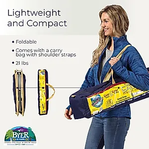 BYER OF MAINE Easy Cot - Extra Large Folding Cot - Heavy Duty Cot for Indoor and Outdoor Use - Cot Bed for Adults - 78”L X 31”W X 18”H - 330 lb Capacity