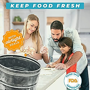 Saratoga Home Farmhouse Canister Set for Kitchen Coffee Tea Sugar Container Set with Labels & Marker, 4 Airtight Galvanized Rustic Tin Metal Flour Sugar Canister Sets for Kitchen Counter, Silver