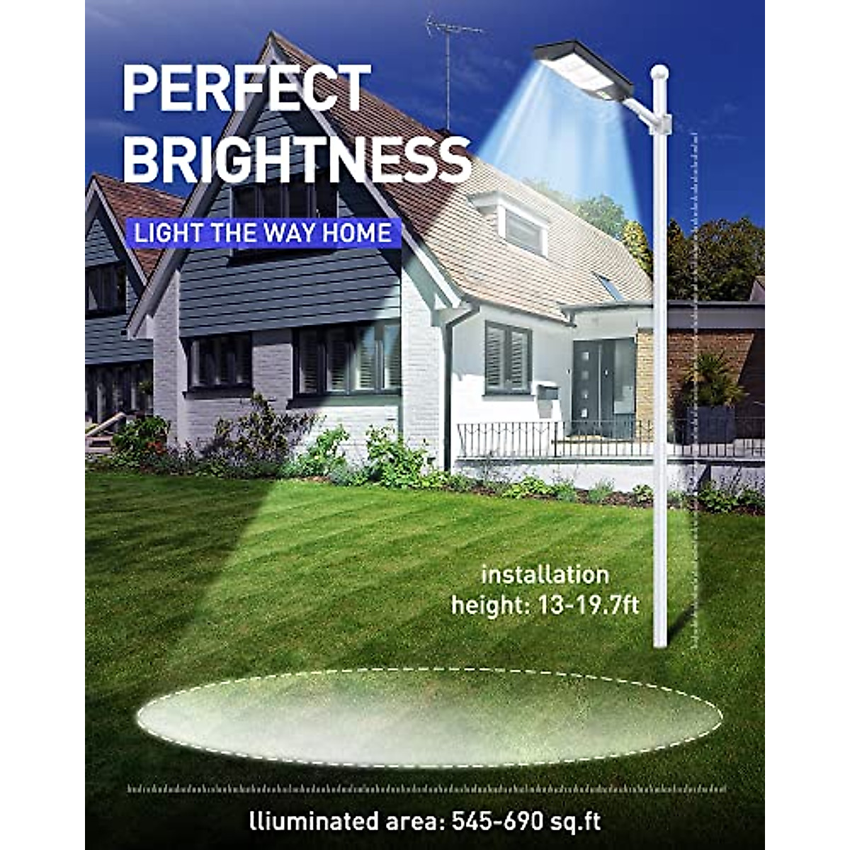 A-ZONE 300W Solar Street Lights Outdoor Waterproof, 6500K 30000LM Outdoor LED Street Light Dusk to Dawn, LED Wide Angle Lamp with Motion Sensor and Remote Control, for Parking Lot, Yard, etc.