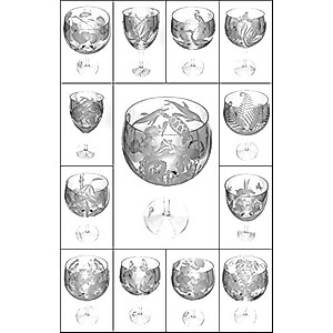 IncisoArt Hand Etched Italian Crystal Goblet Sandblasted (Sand Carved) Handmade Wine Water Glass Engraved (Oak Leaves Acorn Nut, 340 Milliliter (11.5 Ounce) White Wine)