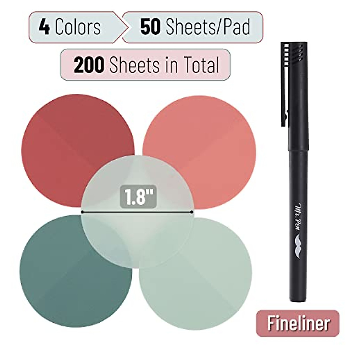 Mr. Pen- Transparent Sticky Notes, 200 Pcs, Pastel Colors, Round Translucent, See Through Bible Sticky Notes