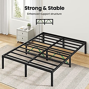 Marsail Bed Frame Queen Size, 14 Inch Metal Platform Bed with Enhanced Support Structure & Enclosing Edges, Metal Bed with Large Storage Space, 1400 lbs Max Weight, No Box Spring Needed, MSBFQ01