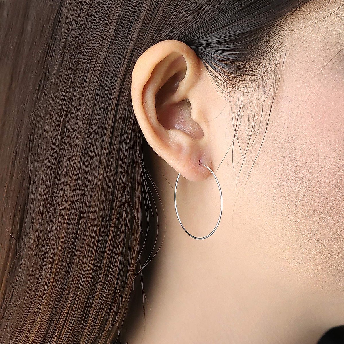 Boma Jewelry Sterling Silver Wire Hoop Earrings (4/5 Inch Hoop)