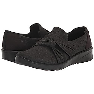 BZees Women's Glimmer Slip-Ons Loafer, Black Shimmer, 9 Wide