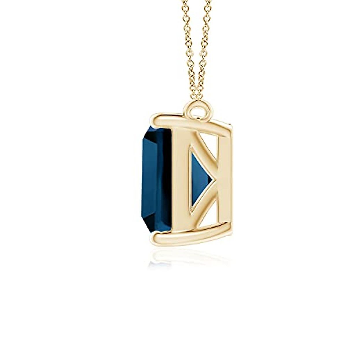 Angara Natural London Blue Topaz Solitaire Pendant Necklace for Women in 14K Yellow Gold (Grade-AAAA | 10x8mm) December Birthstone Jewelry Gift for Women | Birthday | Wedding | Anniversary