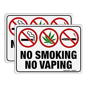 Faittoo No Smoking No Vaping Sign, 2-Pack No Smoking Vaping Symbol Signs, 10 x 7 Inches, Rust Free Aluminum, Reflective, UV Protected, Weather/Fade Resistant, Easy to Install, Indoor/ Outdoors Use