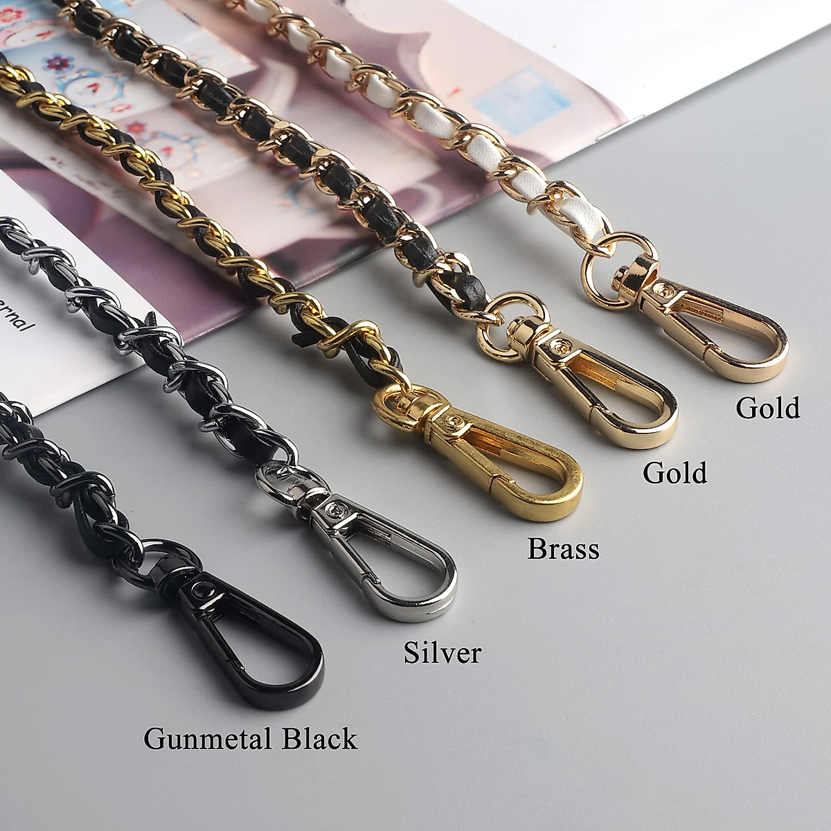 Beaulegan Thin Purse Chain Strap Adjustable - Replacement for Small Shoulder Crossbody Bag, 51 Inches Long Black (Gold)