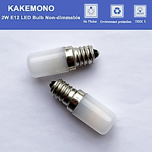KAKEMONO E12 Dryer LED Bulb 120V for Dryer Drum, Water Ice Dispenser, Refrigerators, Night Light,2W Cool White 6000K, Non-dimmable, Pack of 4