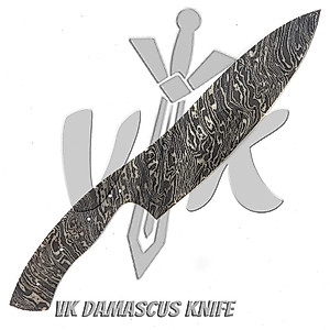 JNR Traders Damascus Steel Blank Blades for Knife Making, Diy Kitchen Chef Knife Blanks 13 Inch Overall Full Tang Handmade Thin Ultra Sharp 4039
