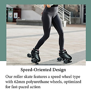 Sure-Grip Rebel Derby Roller Skates for Men & Women - 62mm Fugitive Polyurethane Wheels - Super X Plate Extended Support for Larger Sizes - Suitable for Indoor & Outdoor Skating - Beginner Friendly