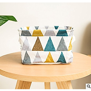 Lannu Pack 4 Canvas Storage Bins Basket Organizers Foldable Fabric Cotton Linen Blend Storage Bins for Makeup, Book, Baby Toy Basket, 8x6x5.5 inch