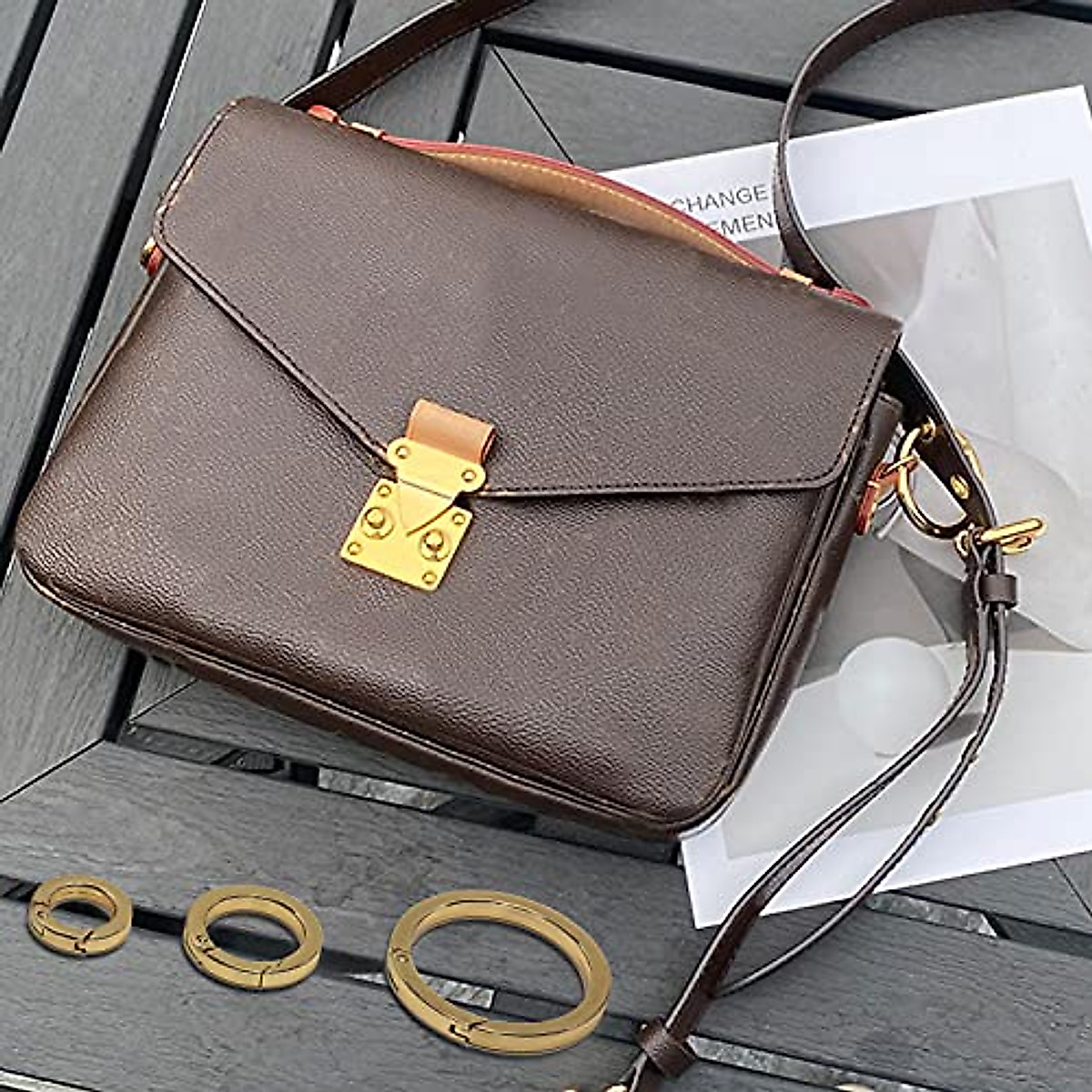 2 Pcs O Ring for Purse Strap,1 inch Spring Rings for Handbag & Keys,Gold