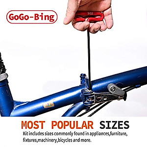 Oerfred GogoBing Cushion Grip Hex t handle torque T-Key allen wrench sets long screwdriver tool - 8 SAE Standard 3/32-1/4 Inch & 8 Metric 2.5-6 MM Sizes & 8 Torx T9-T40, Red&Blue&Green