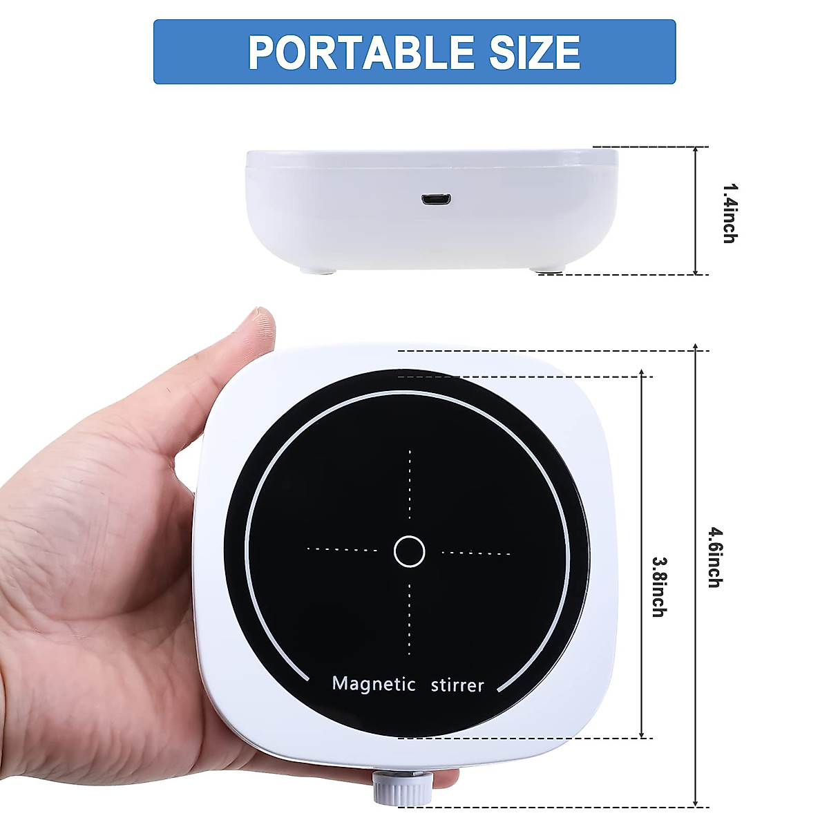 Toolly Mini Stir Plate Magnetic Lab Stirrer with 3 Stir Bars, Magnetic Mixer 2000ml Adjustbable Speed 200-2000 RPM for Classroom, Work or Home Experiments & Projects (No Heating)
