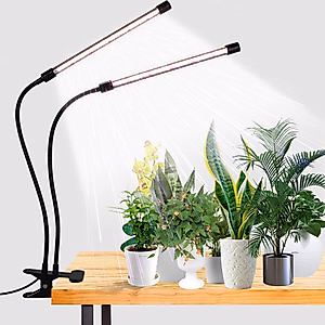 GooingTop LED Grow Light,6000K Full Spectrum Clip Plant Growing Lamp with White Red LEDs for Indoor Plants,5-Level Dimmable,Auto On Off Timing 4 8 12Hrs