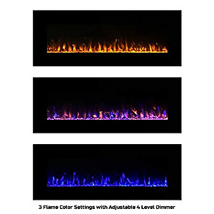 Electric Fireplace - 54 Inch No Heat Wall Mounted Fireplace with LED Flames, Remote, Timer, and Adjustable Brightness by Northwest (Black)