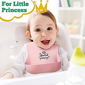 Hoosige 6 Pcs Funny Silicone Baby Bibs for Baby Girls, Waterproof Baby Silicone Bibs for Toddlers 1-3, Cute Newborn Bibs Adjustable Baby Feeding Bibs with Pouch for Girls Baby Shower Gifts, 6 Design